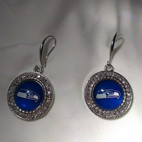 NFL | Jewelry | Seattle Seahawks Nfl Fashion Dangle Rhinestone Earrings ...